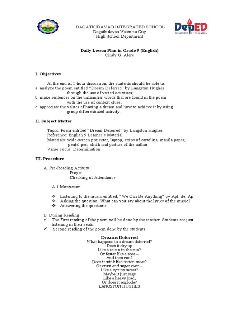 Lesson Plan Dreams | PDF | Lesson Plan | Cognition