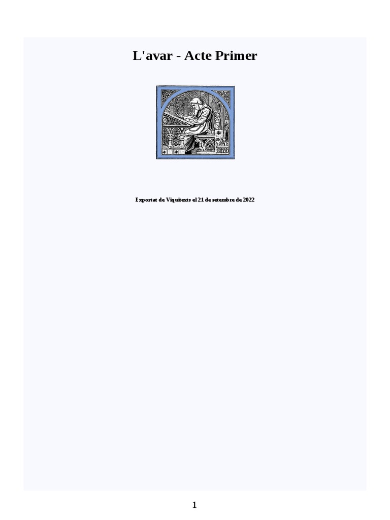 L'avar - Acte Primer | PDF