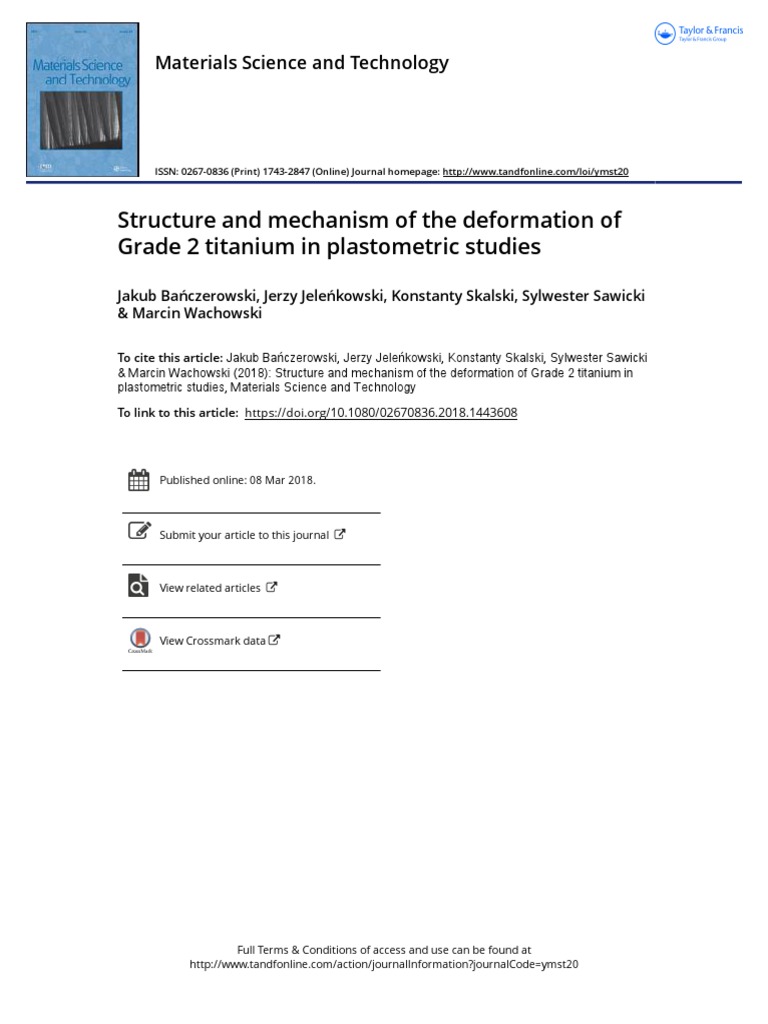 Structure and Mechanism of The Deformation of Grade 2 Titanium in ...