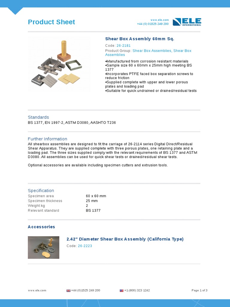 Shear Box Assembly 60mm Sq. | PDF | Extrusion | Screw