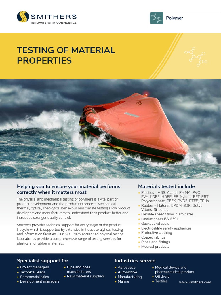 Smithers Polymer Material Properties Testing | PDF | Pipe (Fluid ...