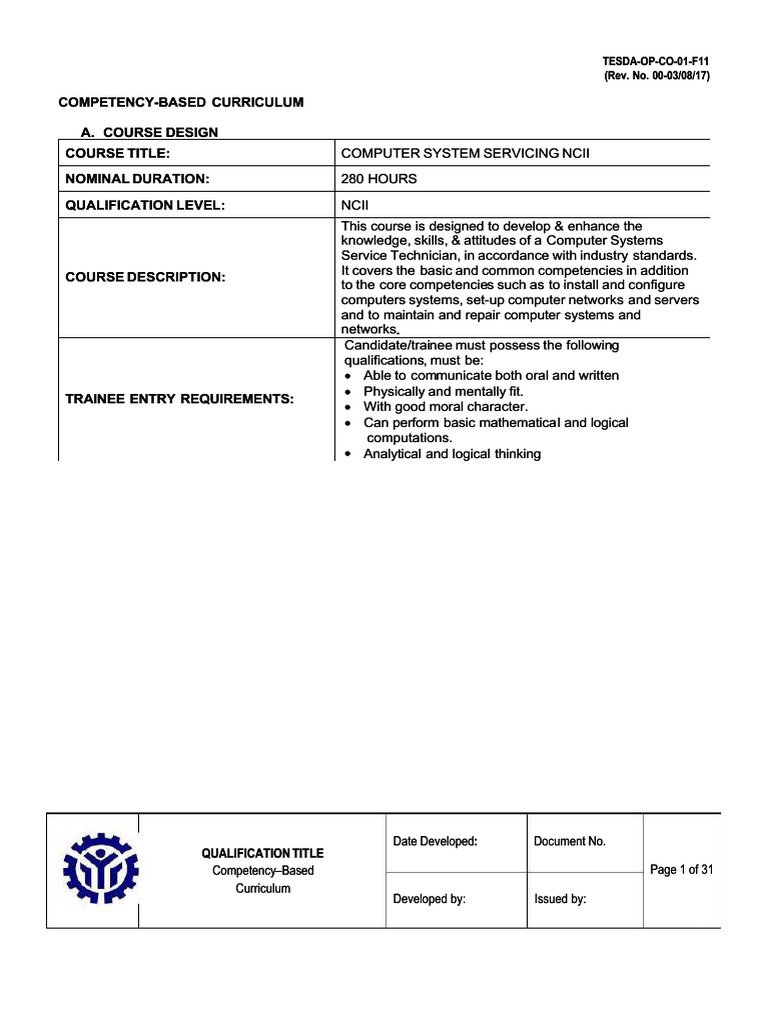 TESDA-OP-CO-01-F11 TESDA-OP-CO-01-F11 (Rev. No. 00-03/08/17) (Rev. No ...