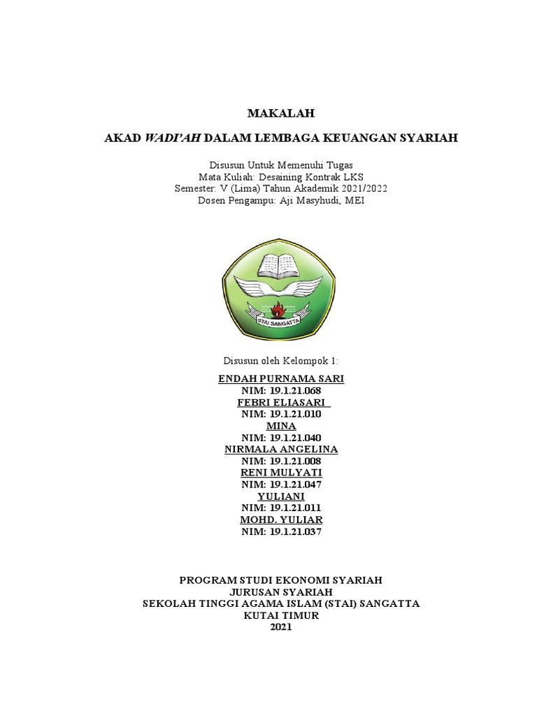 KELOMPOK 1 - Akad Wadiah Dalam LKS | PDF