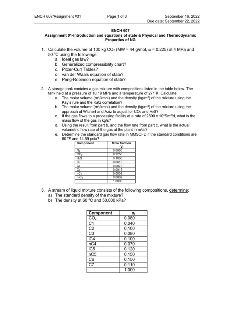Thermodynamic Property Calculations of Natural Gas and Liquid Mixtures Using Various Equations ...