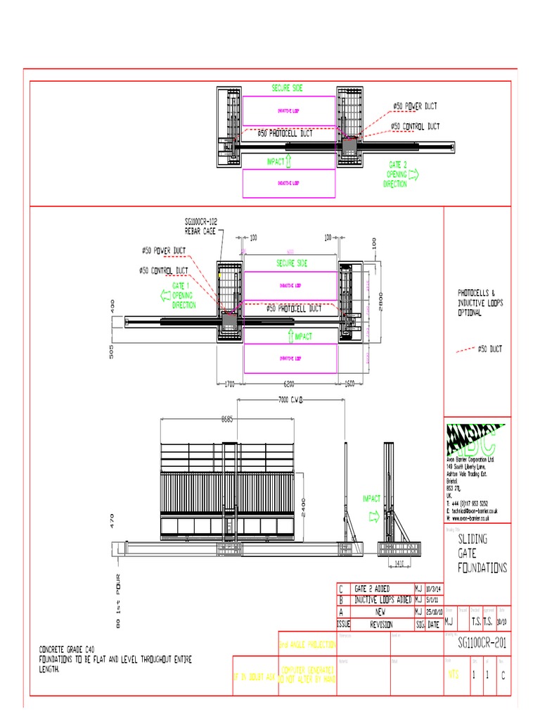 SG1100CR 201 Sliding Gate Foundation GA | PDF