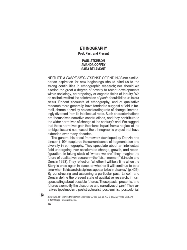 Ethnography: Post, Past, and Present Paul Atkinson Amanda Coffey Sara ...