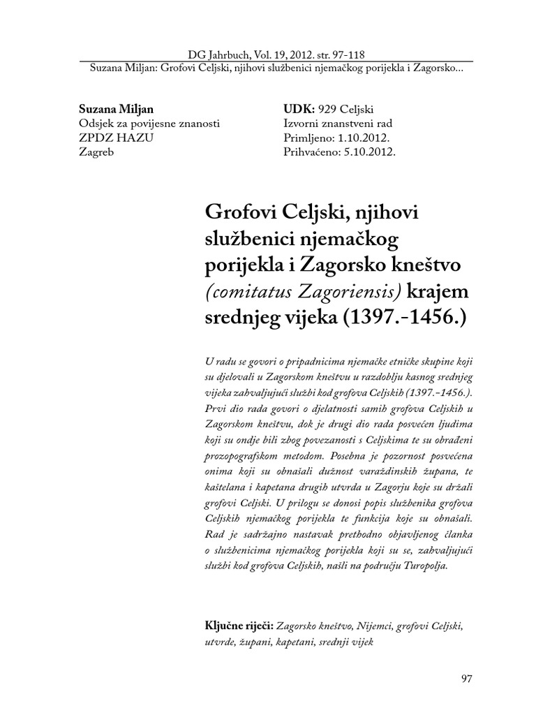 Grofovi Celjski Njihovi Sluzbenici Njema | PDF