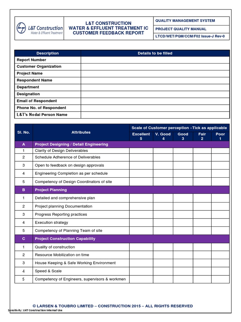 F02. Customer Feedbak Report - Issue-J REV-0 | PDF | Computing | Business