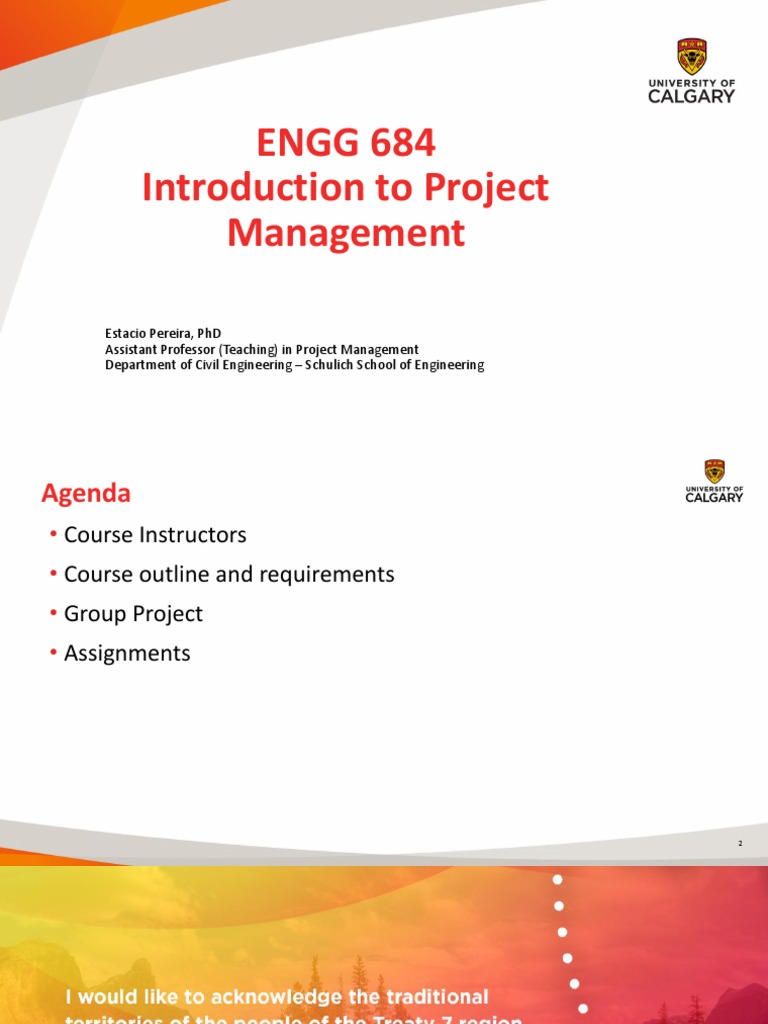 ENGG684 - Lecture 1 - Course Introduction | PDF | Risk | Project Management
