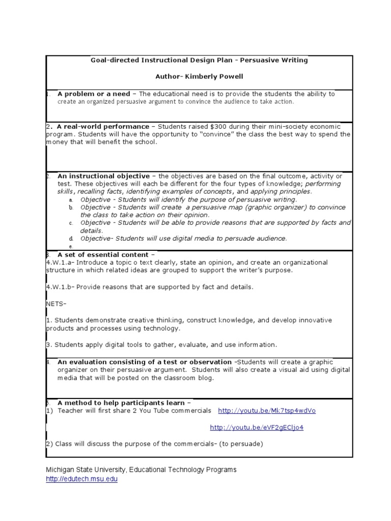 Persuasive Writing Lesson Plan | PDF | Educational Psychology ...