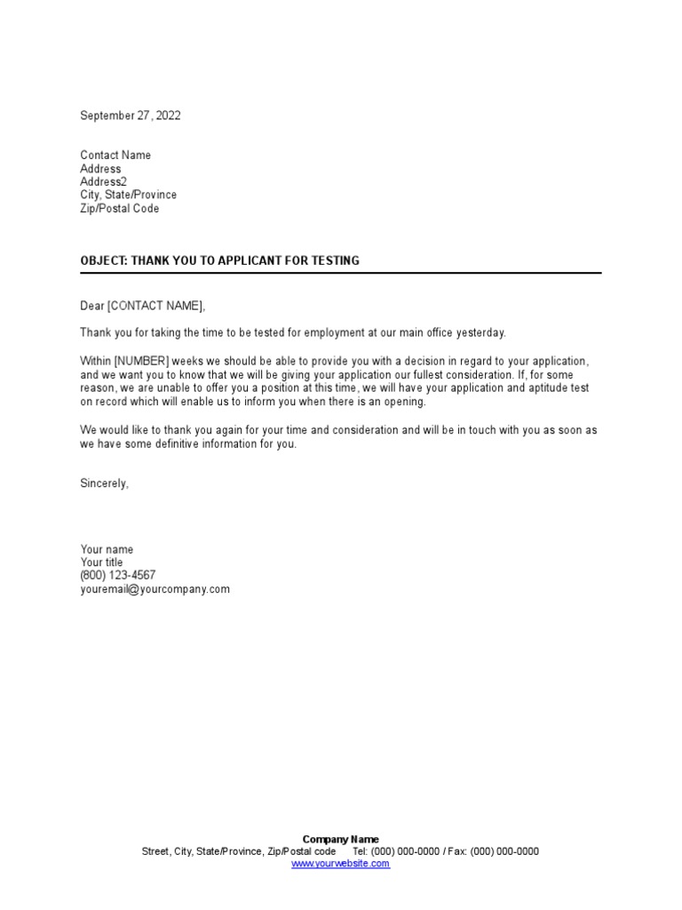 Thank You To Applicant For Testing | PDF | Law