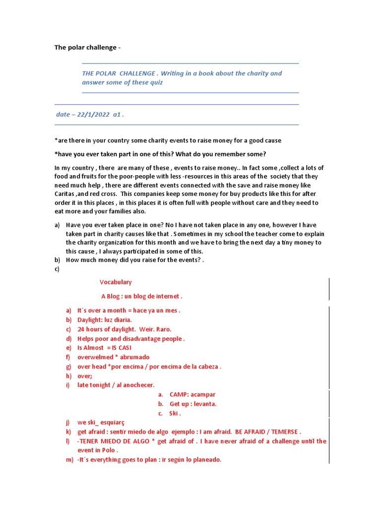 Polar Challenge: Charity and Adventure | PDF | Travel | Language Arts ...