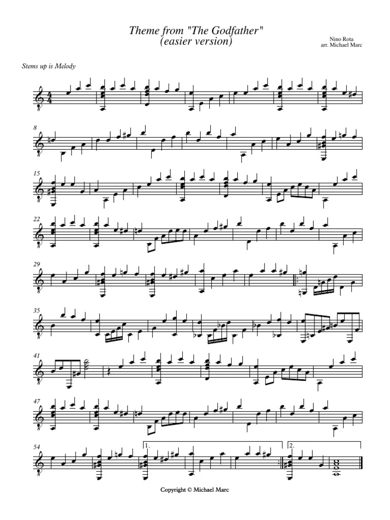 Theme From The Godfather Easy Pdf