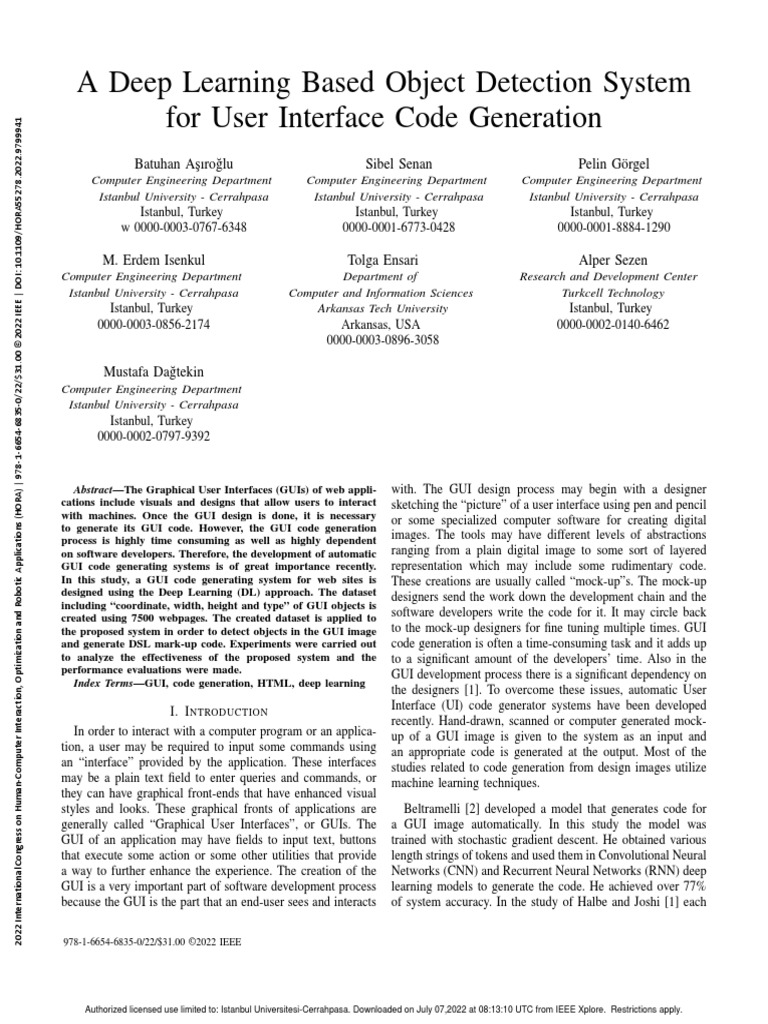 A Deep Learning Based Object Detection System For User Interface Code Generation Pdf Deep