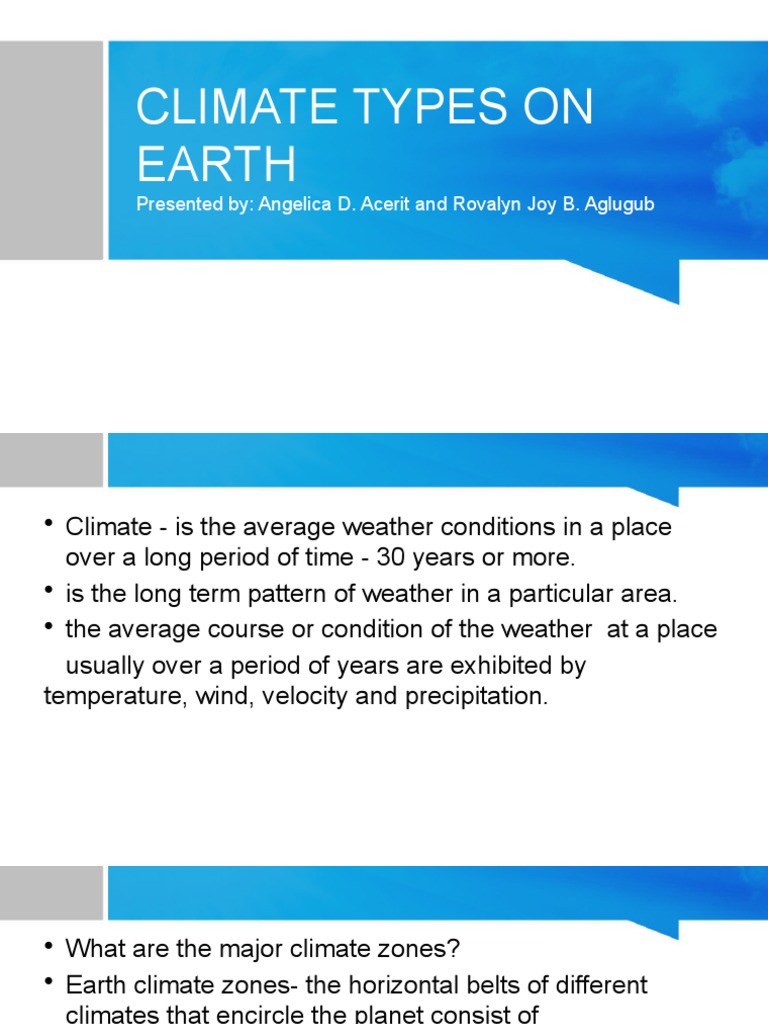 Climate Types On Earth | PDF | Climate | Tropics
