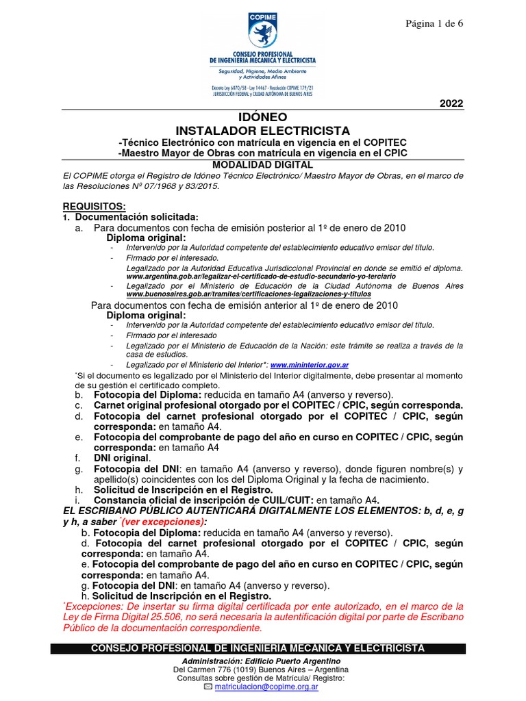 Trámites para Registro de Idóneo Técnico Electrónico/Maestro Mayor de ...