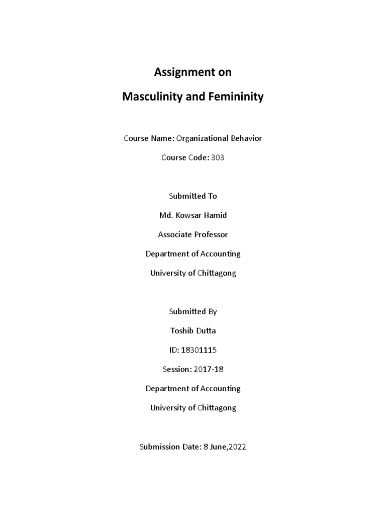 Masculinity and Feminity | PDF | Gender | Gender Studies