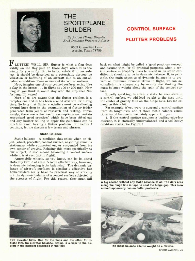 Aileron Mass Balance in Sportplanes | PDF | Flight Control Surfaces ...