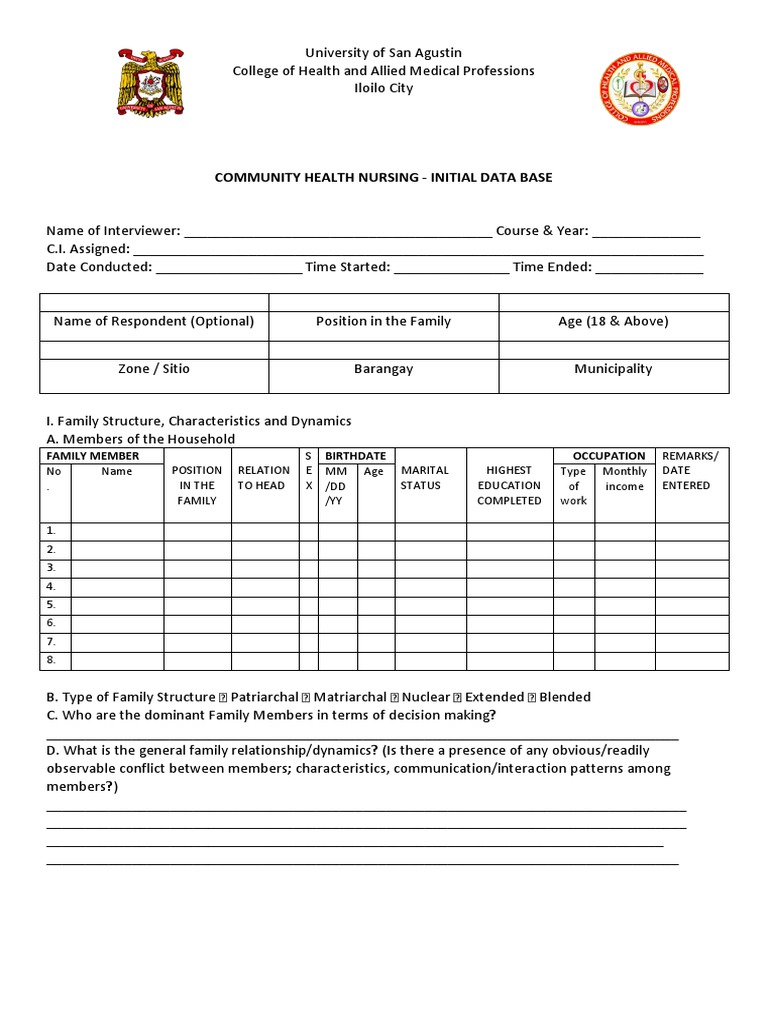 Idb Assessment Form2 | PDF | Health Professional | Latrine