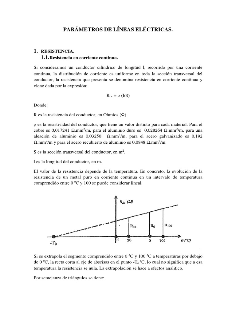 Tema 1-Parámetros de Las Líneas | PDF | Corriente eléctrica | Inductancia