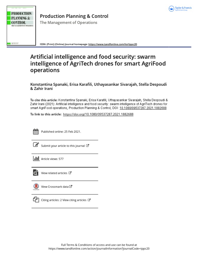 Artificial Intelligence and Food Security: Swarm Intelligence of ...