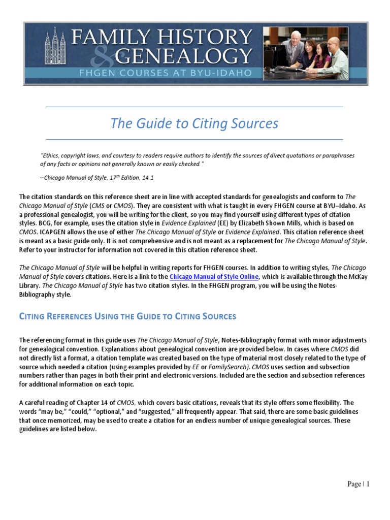 Guide To Citing Sources 2nd Edition | PDF | Citation | Genealogy