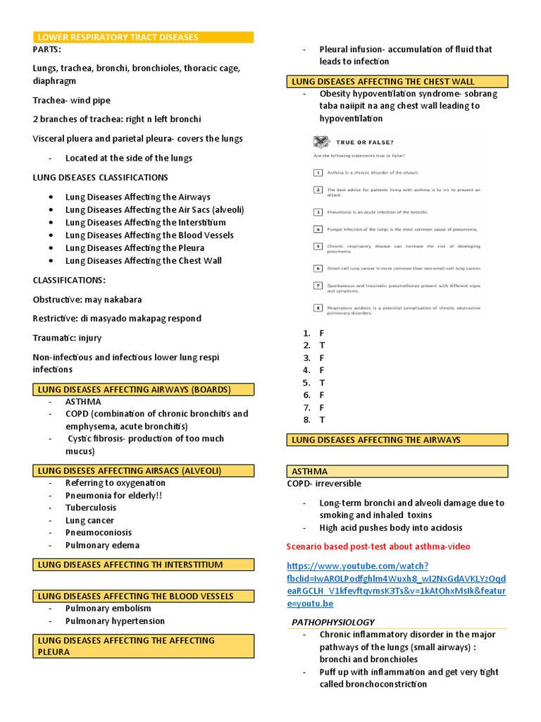 Lower Respiratory Tract Diseases | Download Free PDF | Respiratory ...