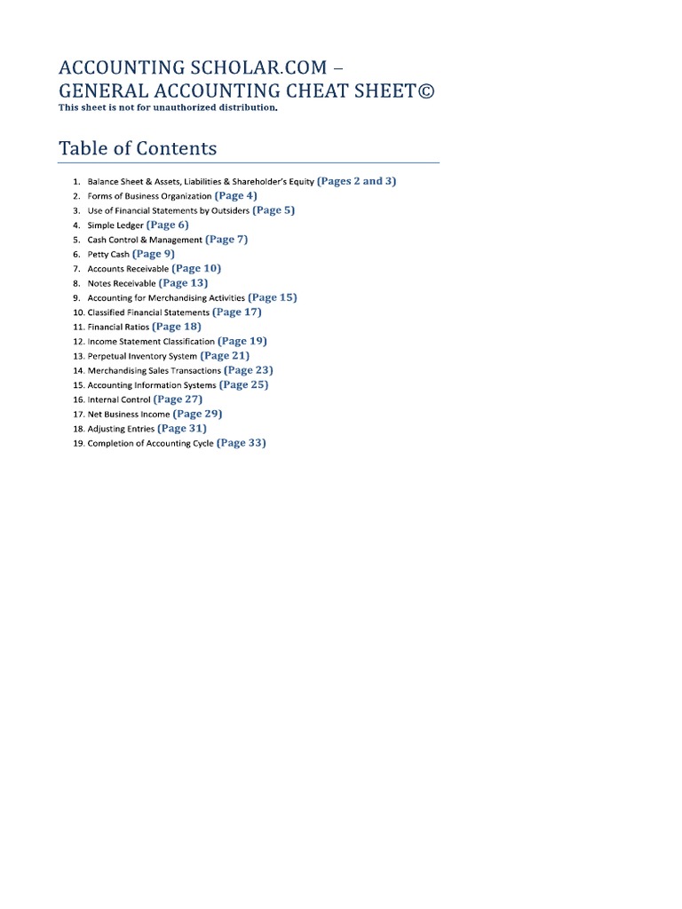 Accounting Cheat Sheet | PDF