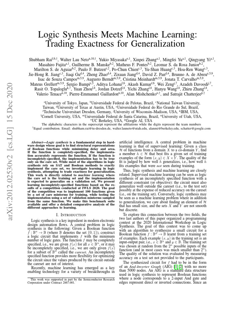 Logic Synthesis Meets Machine Learning: Trading Exactness For Generalization | Download Free PDF ...