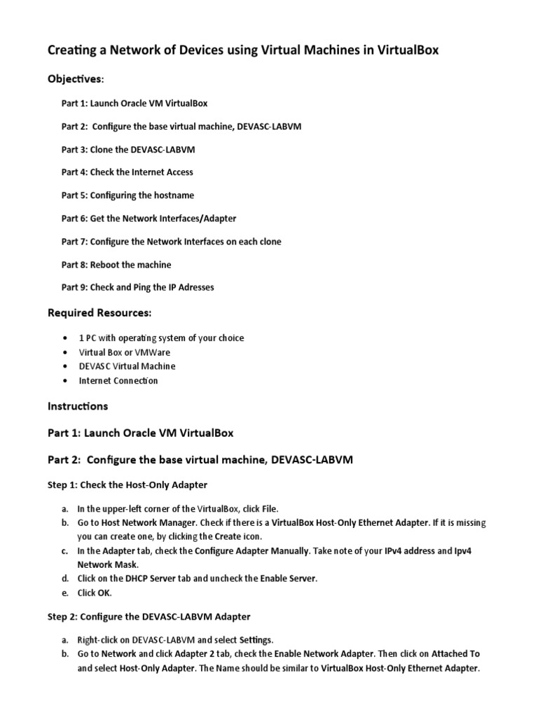 1 Creating A Network Topology Using Virtual Machines In Virtualbox Pdf Virtual Machine