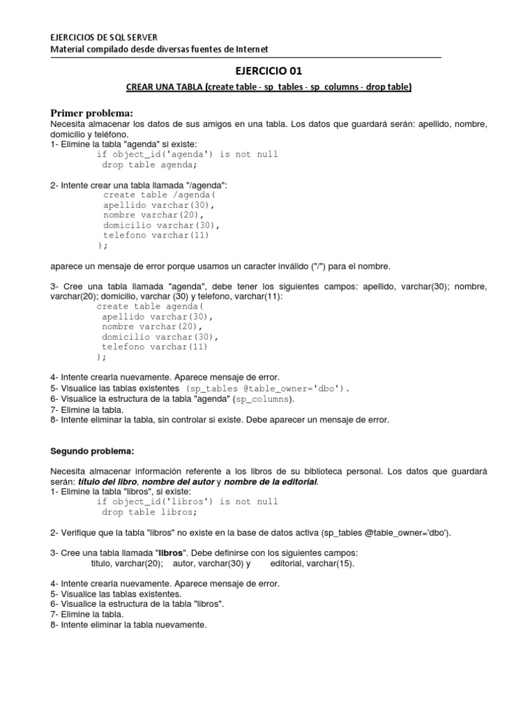 3 Problemas De Sql Server V1 Pdf Tabla Base De Datos Servidor Sql De Microsoft