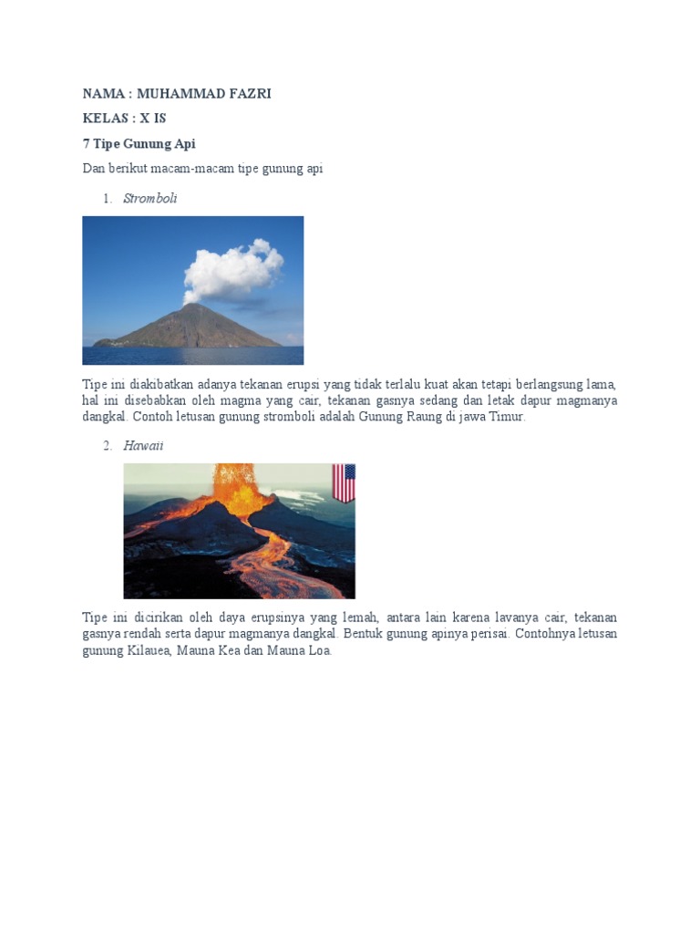 Tipe dan Contoh Gunung Api Indonesia | PDF | Sains & Matematika