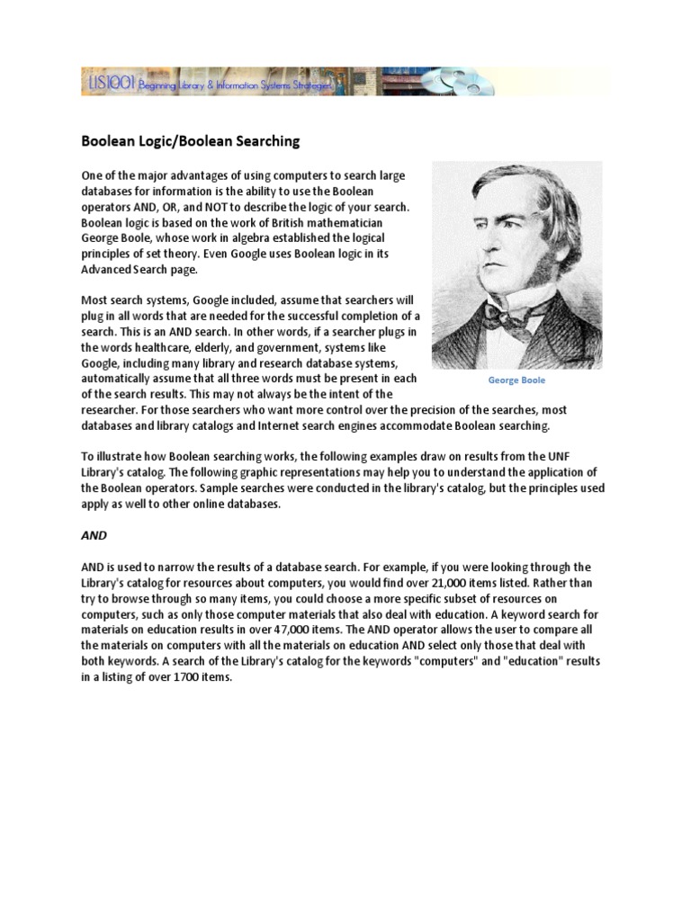 Boolean Logic - Boolean Searching | PDF | Boolean Algebra | Teaching ...