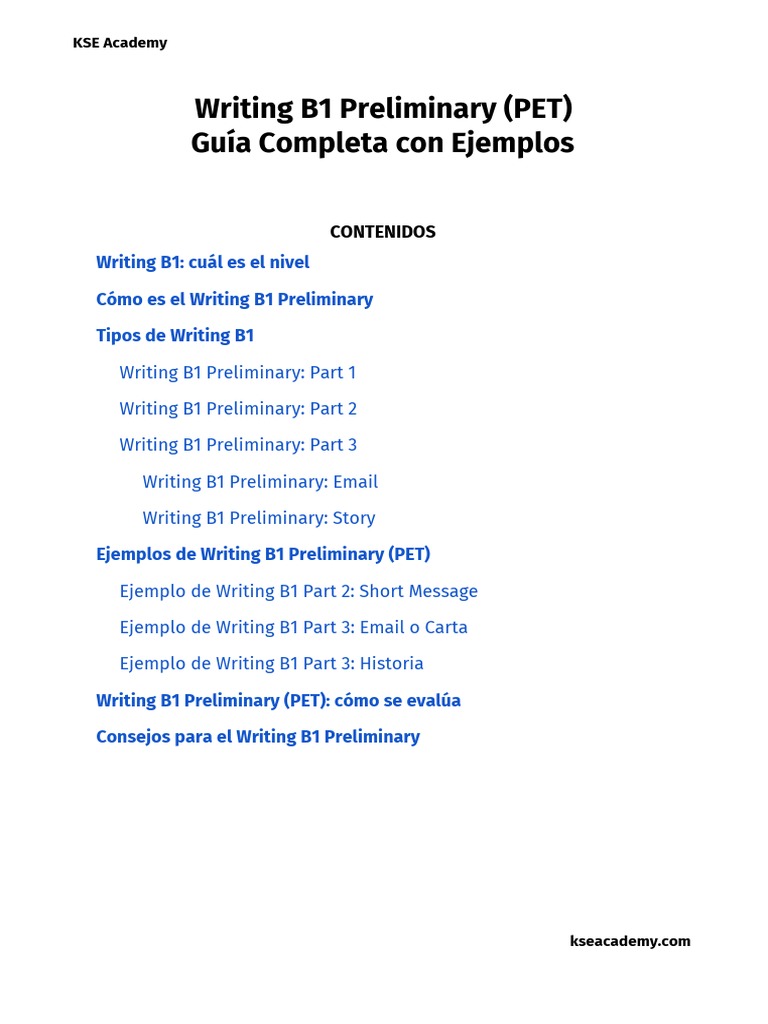 Writing B1 Preliminary (PET) - Guía Completa Con Ejemplos | PDF ...