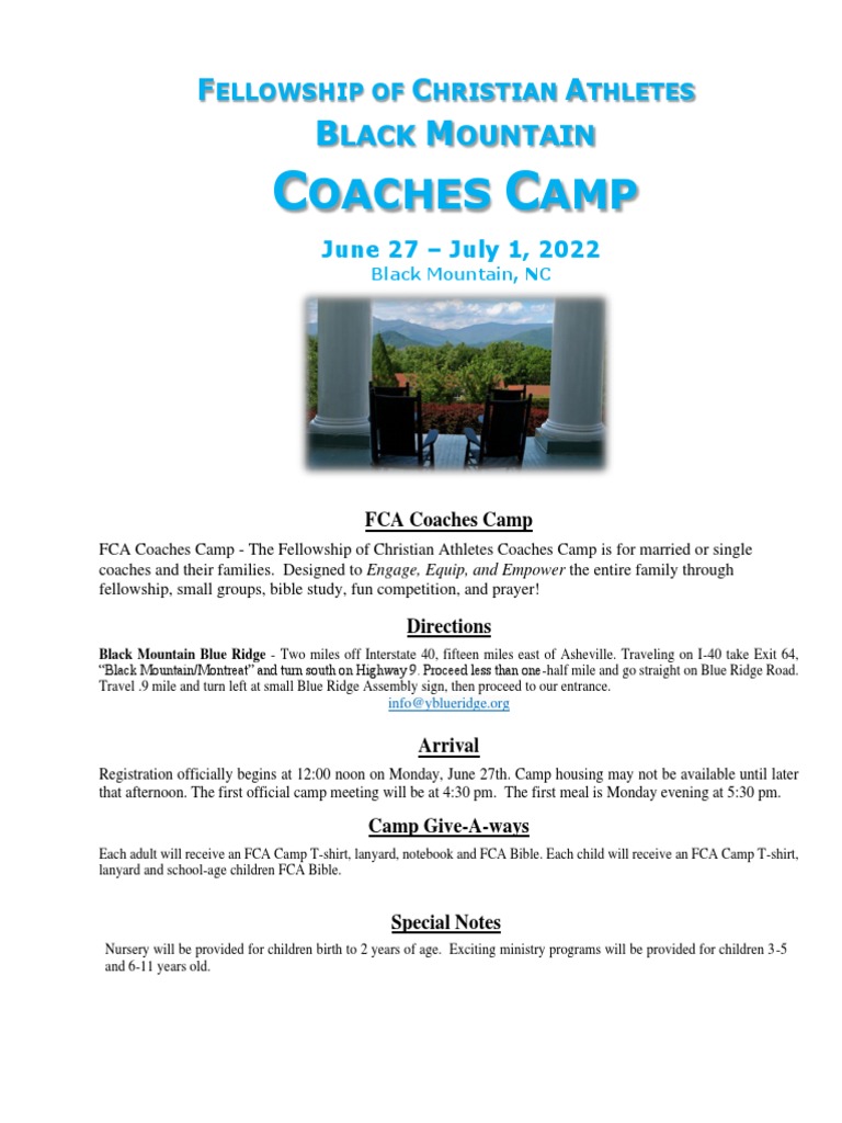 2022 FCA Coaches Camp Flyer With Enrollment P - Stacey Turner | PDF