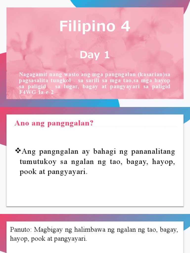 Filipino 4 Q1 W5 D12 | PDF