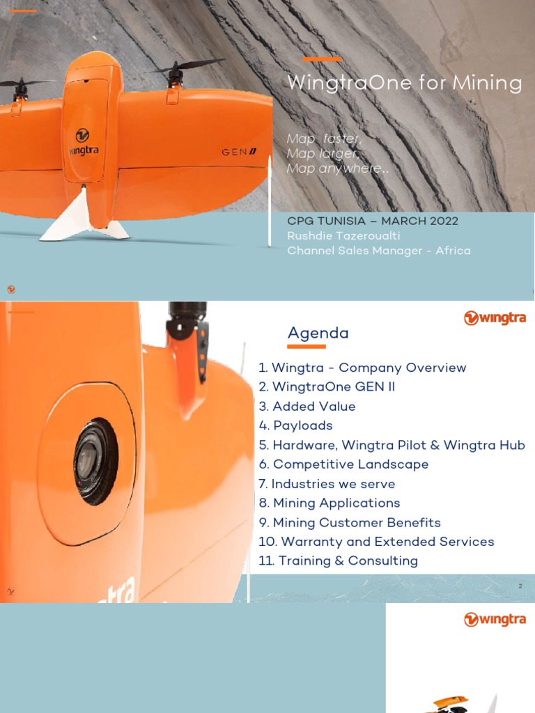 Mining Presentation Wingtra CPG Tunisia March 2022 | PDF | Unmanned Aerial Vehicle | Takeoff