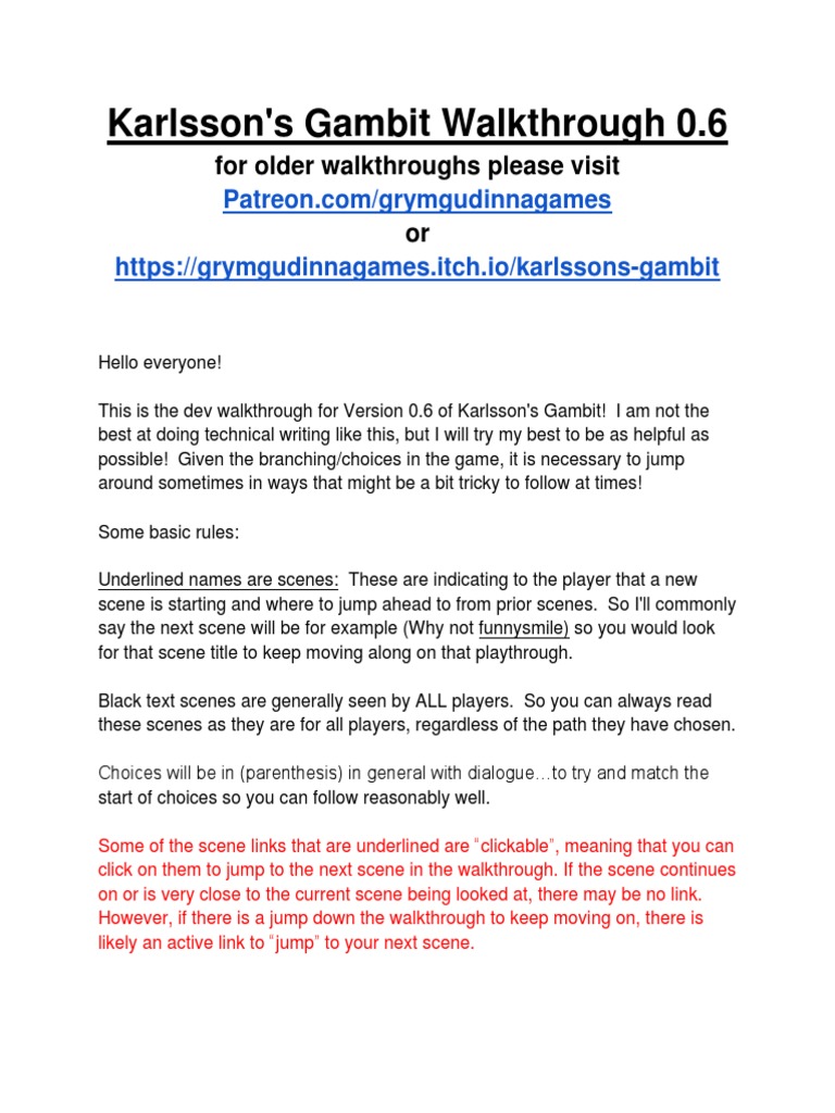 Karlssons Gambit v06.2 Walkthrough | PDF | Language Arts & Discipline