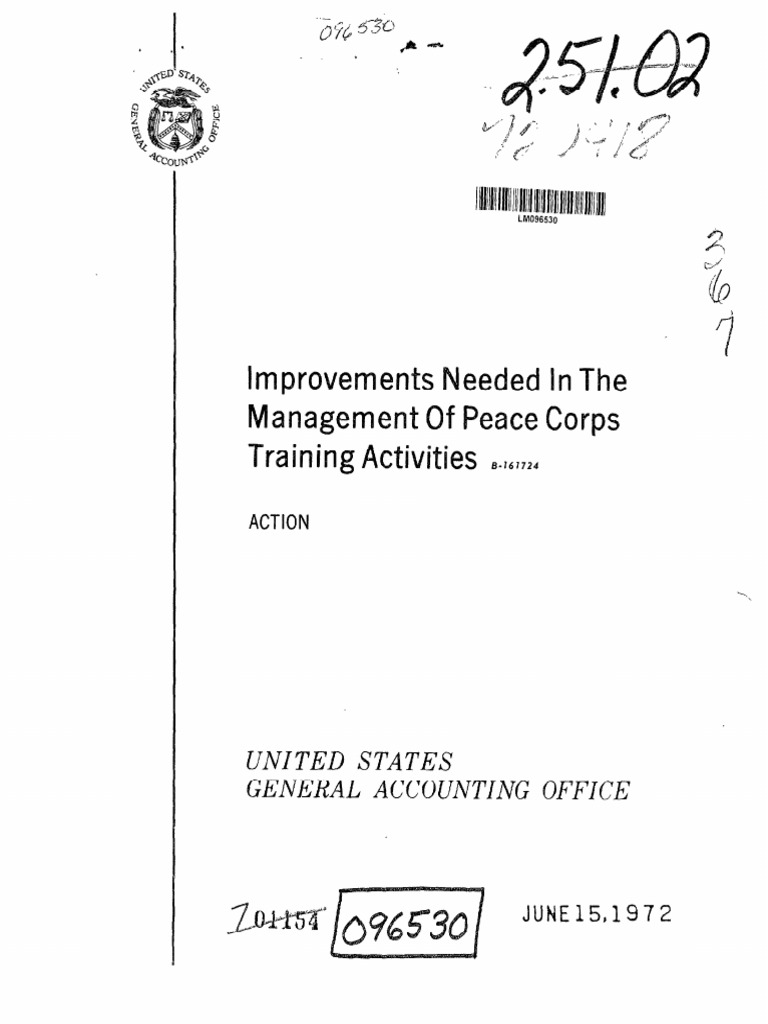 Improvements Needed in The Management of Peace Corps Training ...