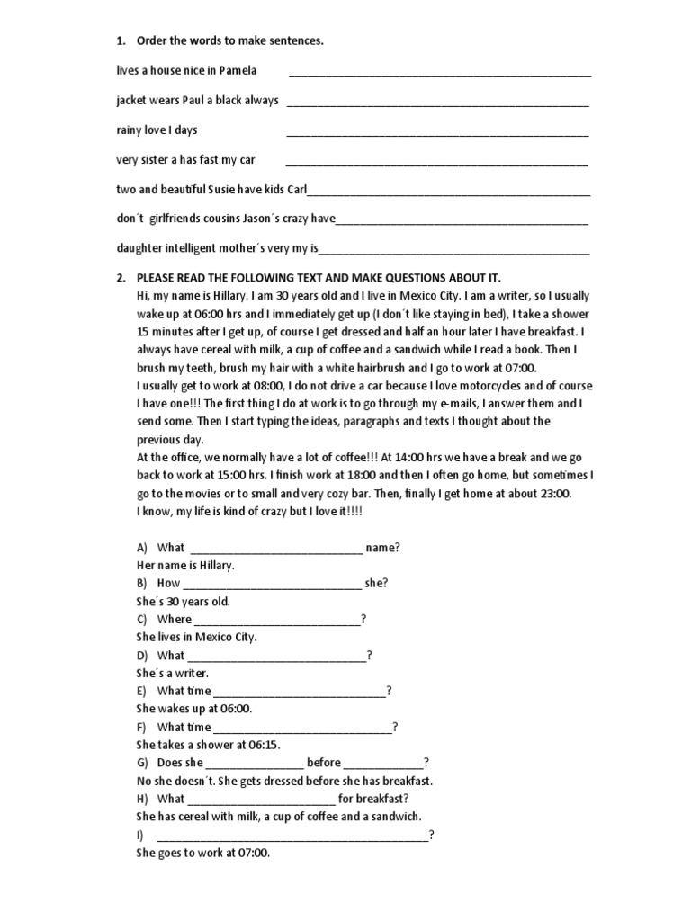 Order The Words To Make Sentences | PDF