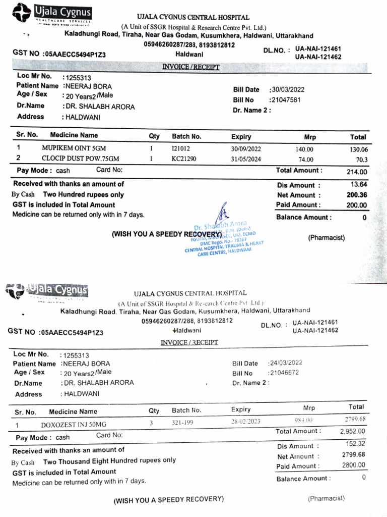 Invoice - Pharmacy Bills | PDF | Medicine | Health Sciences