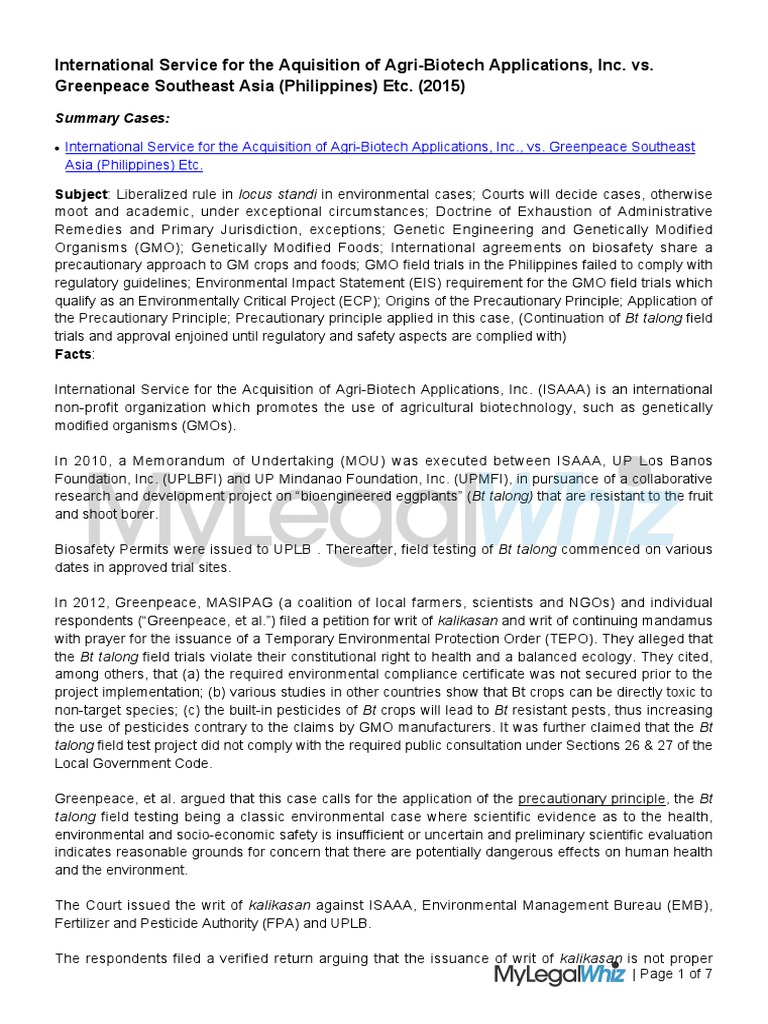 GMO Field Trials Legal Dispute | PDF | Genetic Engineering ...