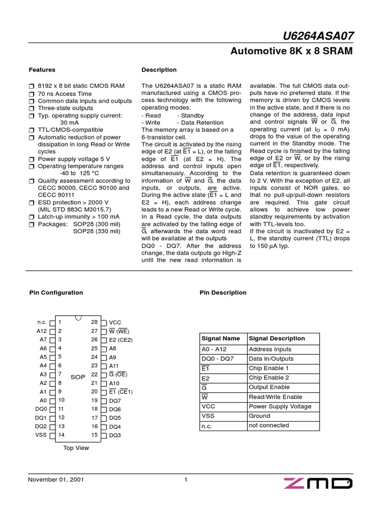 U 6264 Asa | PDF | Cmos | Electrical Engineering