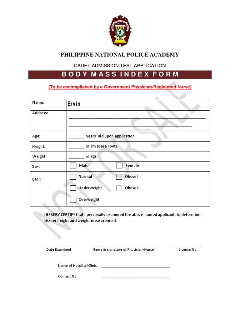 Pnpacat Bmi Form | PDF