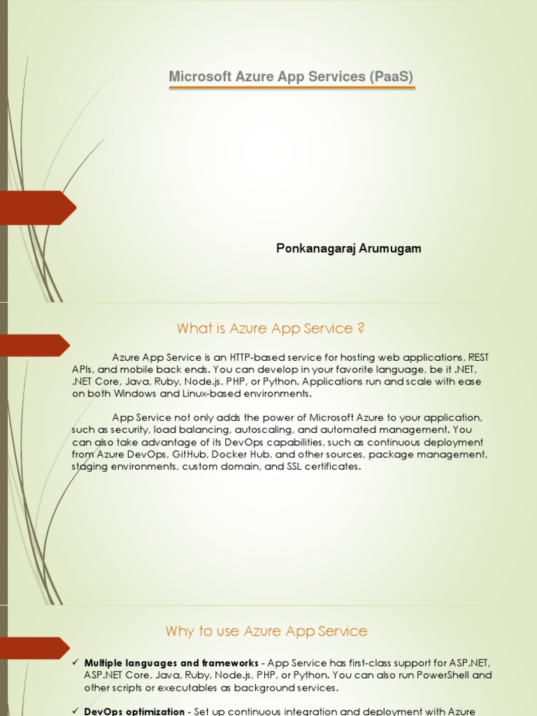 Azure App Services | PDF | Mobile App | Cloud Computing