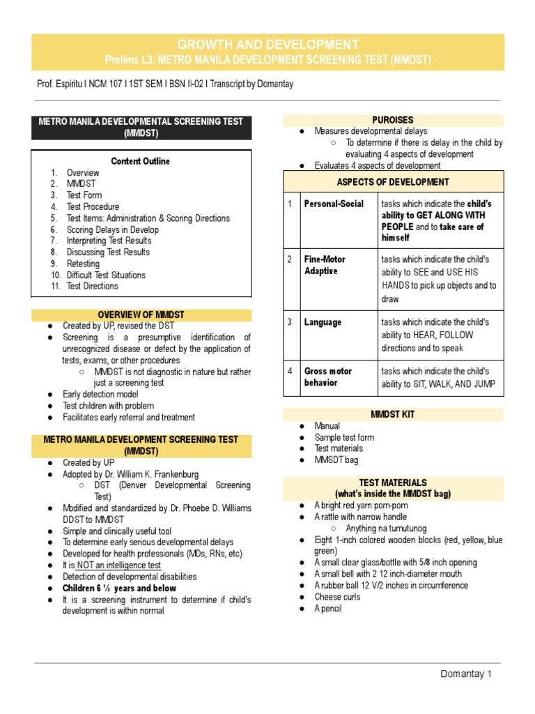 L 3 G - D - MMDST | PDF | Human Development | Behavioural Sciences