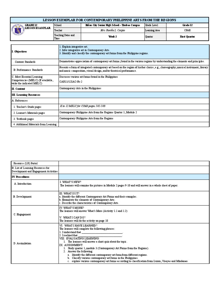 LE_CPAR WEEK 2 | PDF | Learning | Teaching