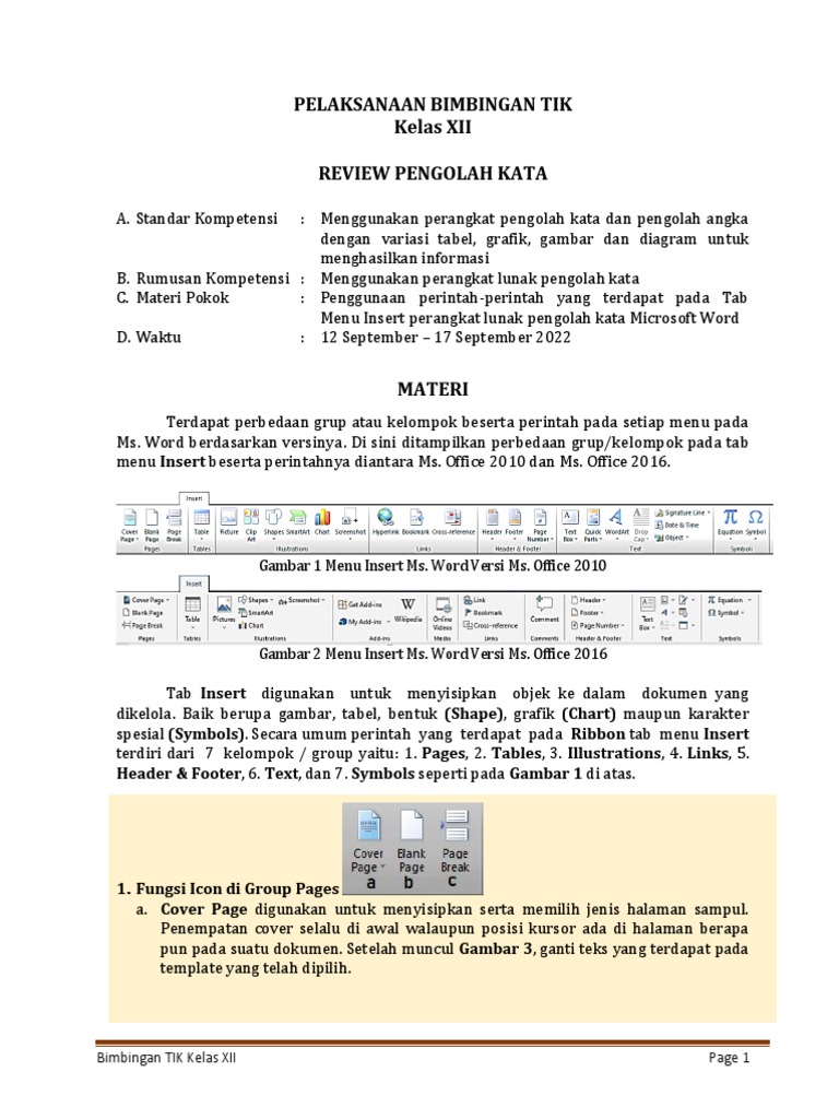 Word Tab Menu Insert | PDF