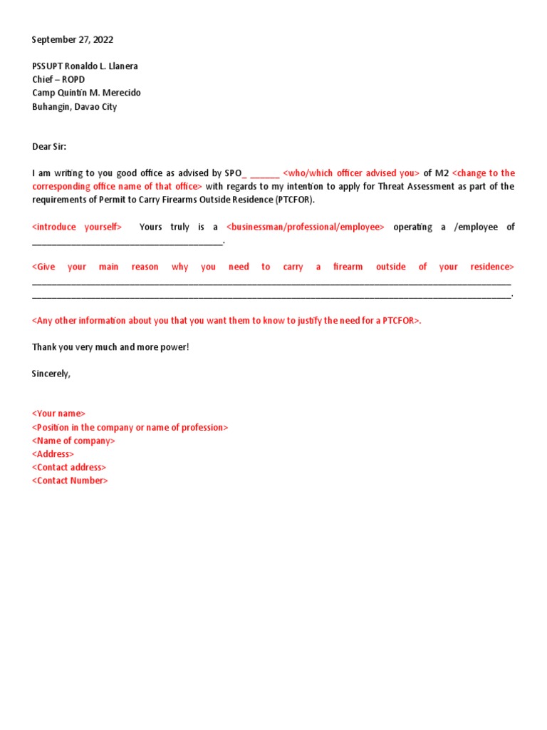 Request for Threat Assessment for PTCFOR | PDF | Business