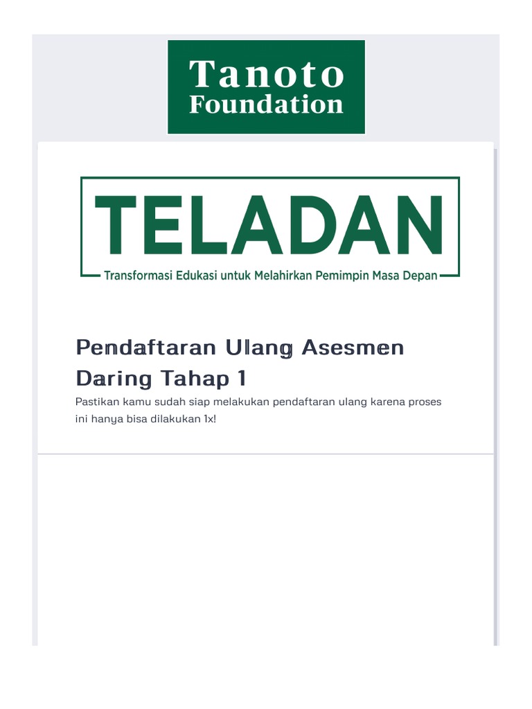 Daftar Ulang Asesmen Daring Tahap 1 TLD 23 | PDF